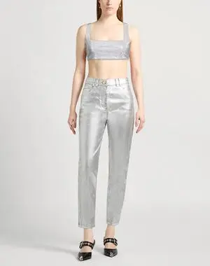 Balmain Cropped Crepe Top With Appliqués - Grey