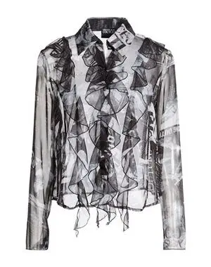 Versace Chiffon Ruffled Logo-print Shirt