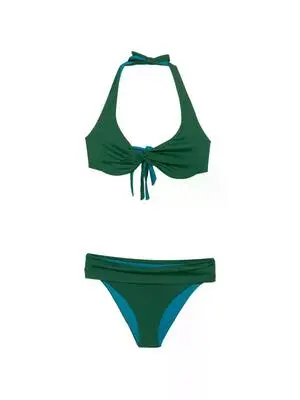 FISICO Tie-Fastening Two-Piece Bikini Set Green
