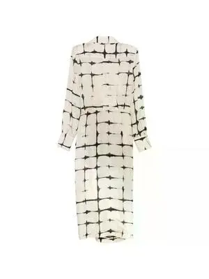 CRIDA MILANO Tie-dye Silk Wrap Dress - Neutrals