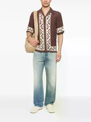 Sandro Loose-fit Contrast Print Shirt - Brown