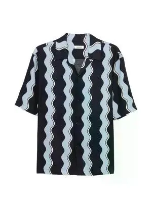 Sandro Printed Linen Shirt - Blue
