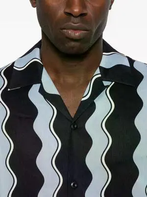 Sandro Printed Linen Shirt - Blue