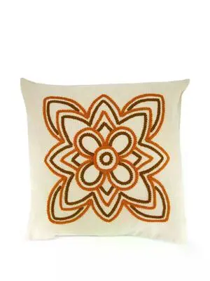 HOUSE OF CAPRICORN Florea Embroidery Linen Cushion - Neutrals