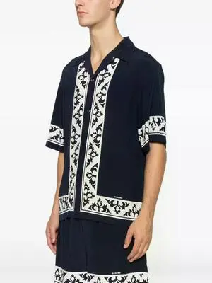 Sandro Loose-fit Contrast Print Shirt - Blue