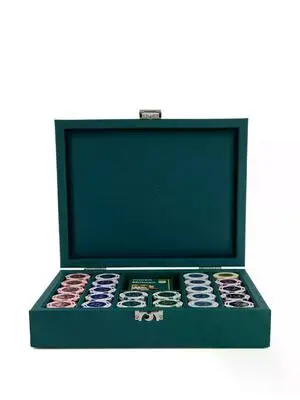HECTOR SAXE Leather Poker Set - Green