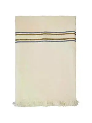 LIBECO Striped Fringed Coverlet - Neutrals