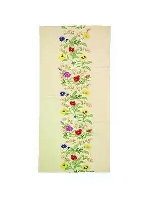 LES-OTTOMANS Flower Embroidered Tablecloth - Neutrals