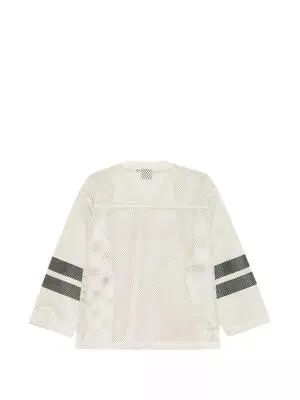 StÜssy Logo-print Mesh V-neck T-shirt - Neutrals