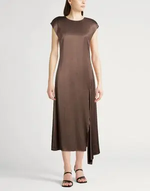 Peserico Midi Dress In Dark Viscose - Brown