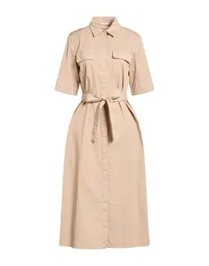 Peserico Belted Midi Shirt Dress In Cotton And Polyamide Blend