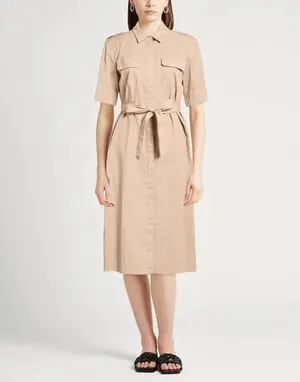 Peserico Belted Midi Shirt Dress In Cotton And Polyamide Blend
