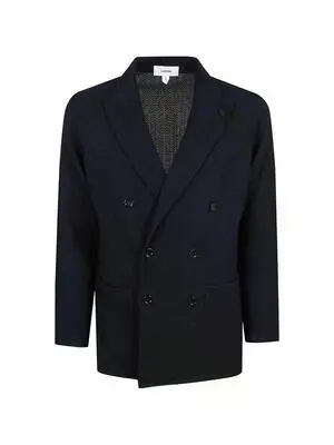 LARDINI Double-breasted Cotton Blazer - Blue