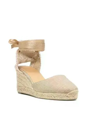 CastaÑer Carina Ribbon Wedge Espadrilles - Neutrals