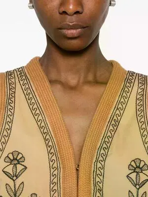 Antik Batik Maria Floral-embroidered Waistcoat - Neutrals