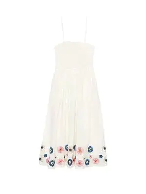 Antik Batik Floral-embroidered Midi Dress