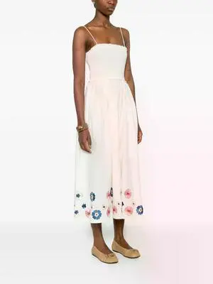 Antik Batik Floral-embroidered Midi Dress