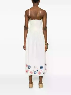 Antik Batik Floral-embroidered Midi Dress