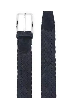 Canali Braided Leather Belt - Blue