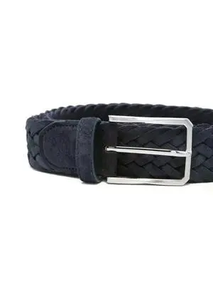Canali Braided Leather Belt - Blue