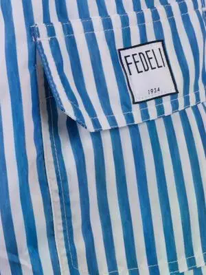 Fedeli Striped Swim Shorts - Blue