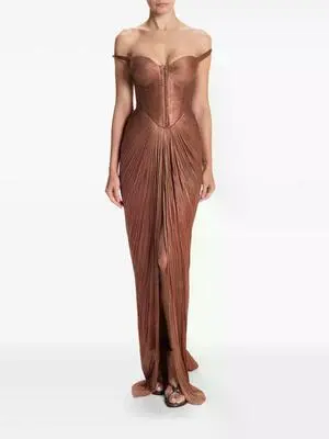 MARIA LUCIA HOHAN Susies Corset-detail Maxi Dress - Brown