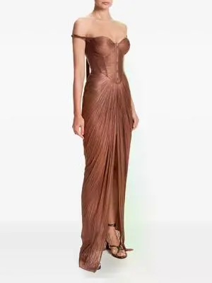 MARIA LUCIA HOHAN Susies Corset-detail Maxi Dress - Brown
