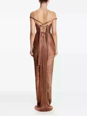 MARIA LUCIA HOHAN Susies Corset-detail Maxi Dress - Brown