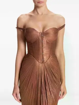 MARIA LUCIA HOHAN Susies Corset-detail Maxi Dress - Brown