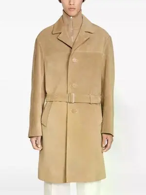 Sandro Tailored Belted Suede Coat - Neutrals