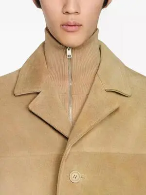 Sandro Tailored Belted Suede Coat - Neutrals