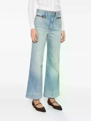 Sandro Faded Straight Zipped Cotton Jeans