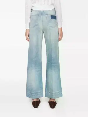 Sandro Faded Straight Zipped Cotton Jeans