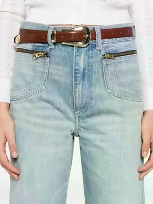 Sandro Faded Straight Zipped Cotton Jeans