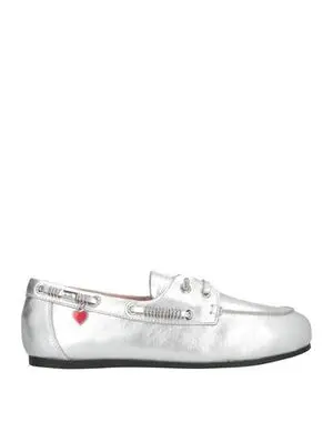 Moschino Silver Tone Flats For Women