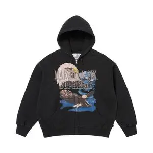 Supreme X Mm6 Maison Margiela Eagle Zip Up Hooded Sweatshirt - Black