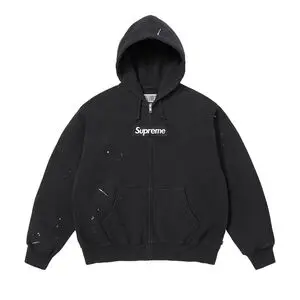 Supreme X Mm6 Maison Margiela Box Logo Zip Up Hooded Sweatshirt - Black