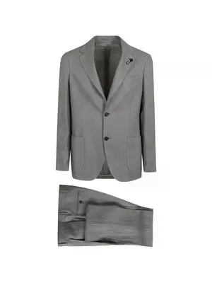 LARDINI Flower-pin Buttoned Suit - Grey