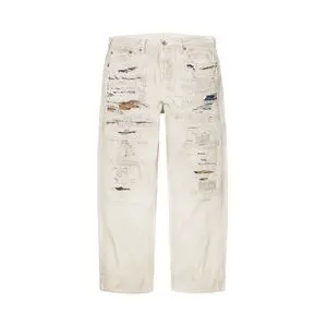 Supreme X Mm6 Maison Margiela Distressed Selvedge Jean - White