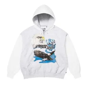 Supreme X Mm6 Maison Margiela Eagle Zip Up Hooded Sweatshirt - Grey