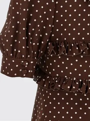 Alessandra Rich Polka Dot Silk Mini Dress - Brown