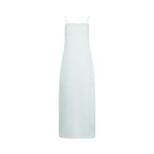 Auralee Sheer Silk Cotton Cut Jacquard Camisole Dress - Blue