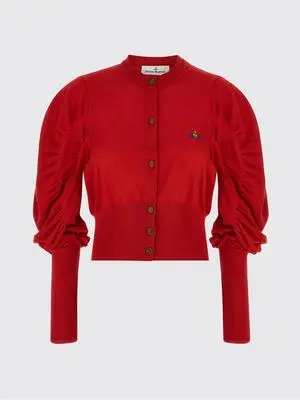VIVIENNE WESTWOOD Wool And Silk Cardigan With Embroidered Orb - Red