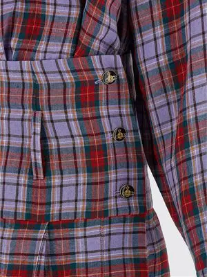 VIVIENNE WESTWOOD Linen Check Pattern Mini Shirt Dress
