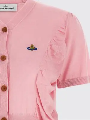 VIVIENNE WESTWOOD Wool And Silk Cardigan With Ruffles - Pink