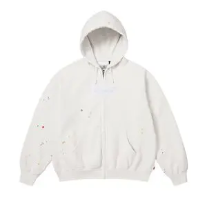 Supreme X Mm6 Maison Margiela Box Logo Zip Up Hooded Sweatshirt - White