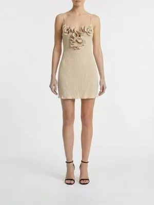 Magda Butrym Embroidered Cotton Blend Mini Dress - Beige