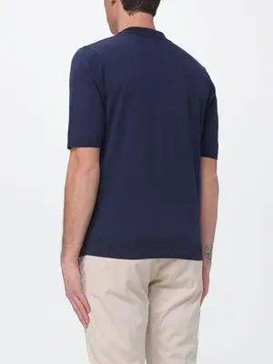 Eleventy Basic Cotton And Linen Polo Shirt - Blue