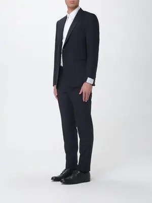 Caruso Single-breasted Wool Blend Suit By - Blue
