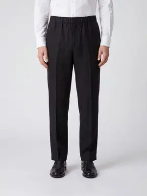 LARDINI Linen Wide-leg Trousers - Black